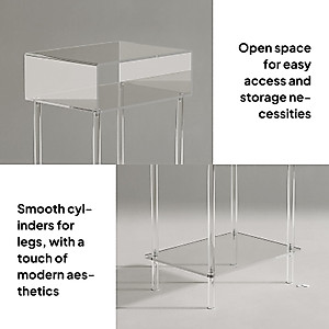 Aquiver Acrylic Nightstand - Modern Bedside Table with Open Storage - Small Side Table/End Table for Bedroom, 2 Tier, 15.6'' L x 11.6'' W x 23.4'' H