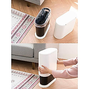 Changshin Franco Touch-Top Lid Slim Bin Trash Can for Kitchen, Bathroom, Bedroom, Office, Campers Garbage Plastic 10 Liter 2.6 Gallon Black