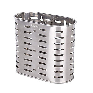 kaileyouxiangongsi Self Adhesive 2 Compartments Mesh Utensil Drying Rack/Chopsticks/Spoon/Fork/Knife Drainer Basket Flatware Storage Drainer , 304 Stainless Steel