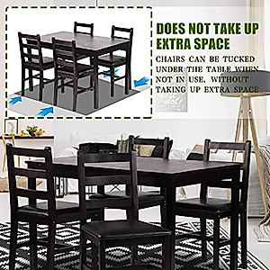 FDW Kitchen Table and Chairs for 4 Dining Room Table Set,Wood Elegant Kitchen Sets for Small Space,Dark Brown