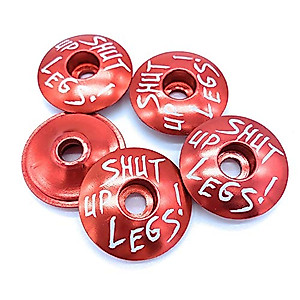 Bike Accessories - Bicycle Accessories - Mountain Bike Accessories - MTB Stem Cap - Headset Cap - Great Aesthetic Upgrade for Bike, Ebike, BMX, Road Bike - Customize your Ride! (Red Shut Up Legs)