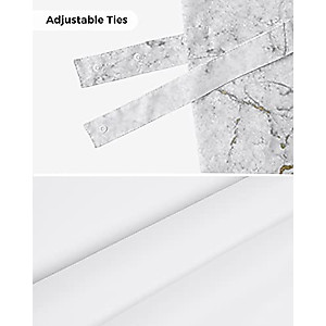 Tie Up Valance for Kitchen Windows,White Marble Gold Line Adjustable Valances Rod Pocket Short Curtain,Modern Abstract Pattern Art Tie Up Curtains Valance for Bedroom Living Room Bathroom 42x12in