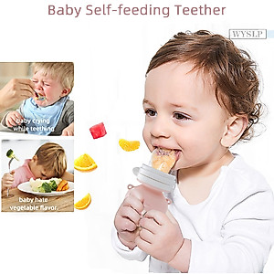 WYSLP Baby Silicone Fruit Food Mesh Feeder Pacifier-Teething Toys for Babies 0-3-4-6-12-18 Months,Self-Feeding Soft Teether Utensils,Infant Toddler Kids Girls Boys,Pink