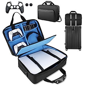 TECTINTER Carrying Case for PS5, Protective Travel Bag for PS 5 Console Controller, Large Capacity Storage Case Compatible with Playstation 5 Games Accessories Disk Digital Edition, Black