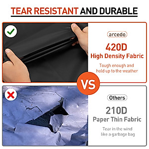 Arcedo Outdoor Sectional Sofa Cover, 85" X 85" V-Shaped 5-Seater Waterproof Patio Furniture Cover, Outdoor Couch Cover, All Weather Protection Patio Sofa Cover, Black