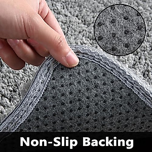 GAOMON Area Rug, Shag Bedroom Rug Fluffy Indoor Washable Rugs Luxury Shag Crawling Carpets for Kids Room Faux Fur Rug for Dorm Living Room Floor Non-Slip Nursery Rugs, Grey, 3' x 5'