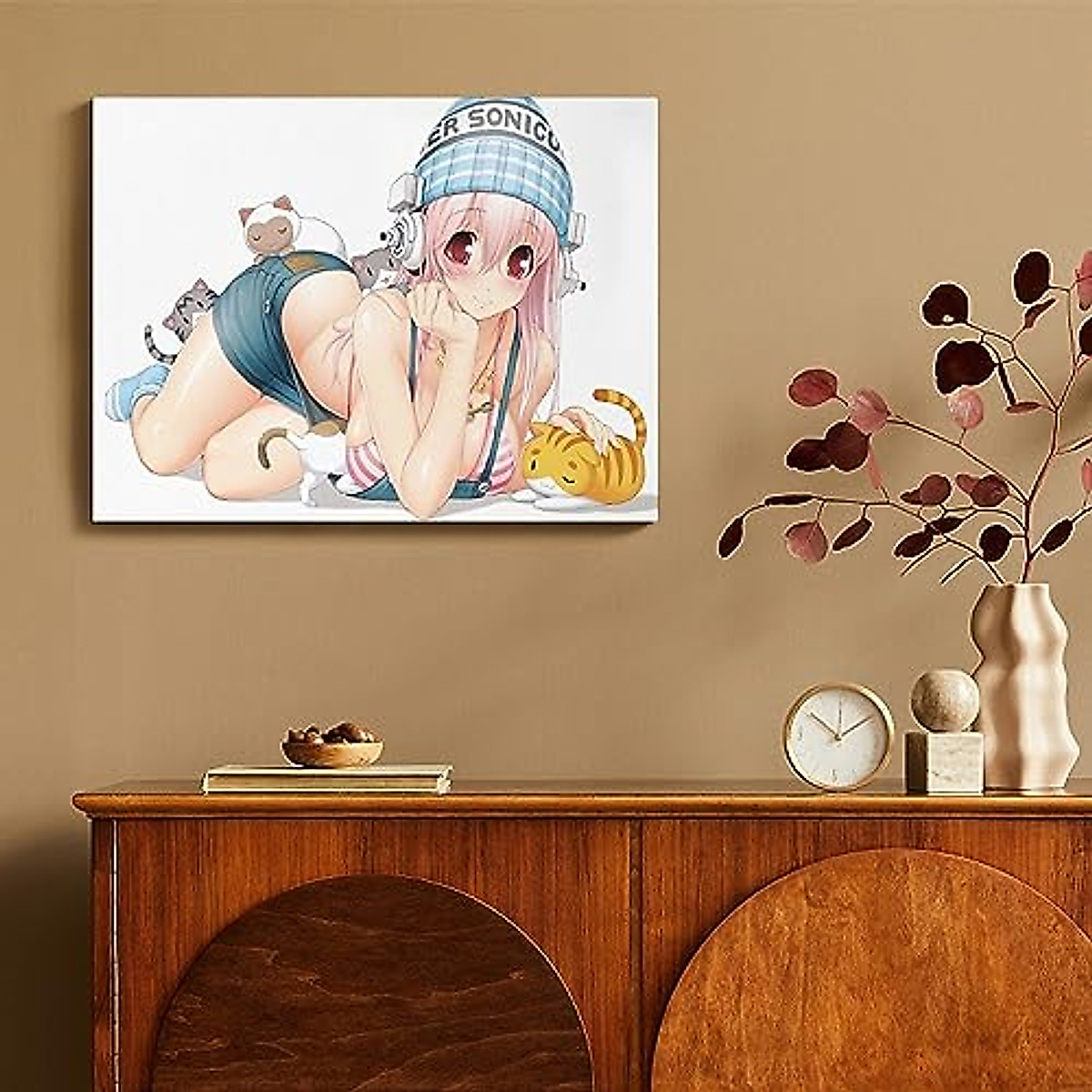 Super Sonico Anime Posters Kawaii Girls Swimsuit Cartoon Aesthetic Poster (3) Wall Art Paintings Canvas Wall Decor Home Decor Living Room Decor Aesthetic 16x20inch(40x51cm) Frame-Style