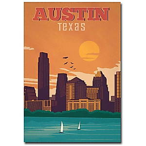 Austin Texas Travel Vintage Art Refrigerator Magnet Size 2.5" x 3.5"