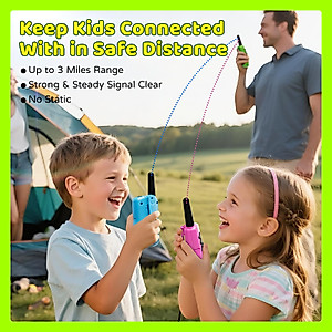 Walkie Talkies for Kids 3 Pack 3 Miles, 2 Way Radio Toys for Kids with Backlit LCD Flashlight, Christmas or Birthday Gifts for Girls and Boys Age 3-12 (Blue Pink Green)