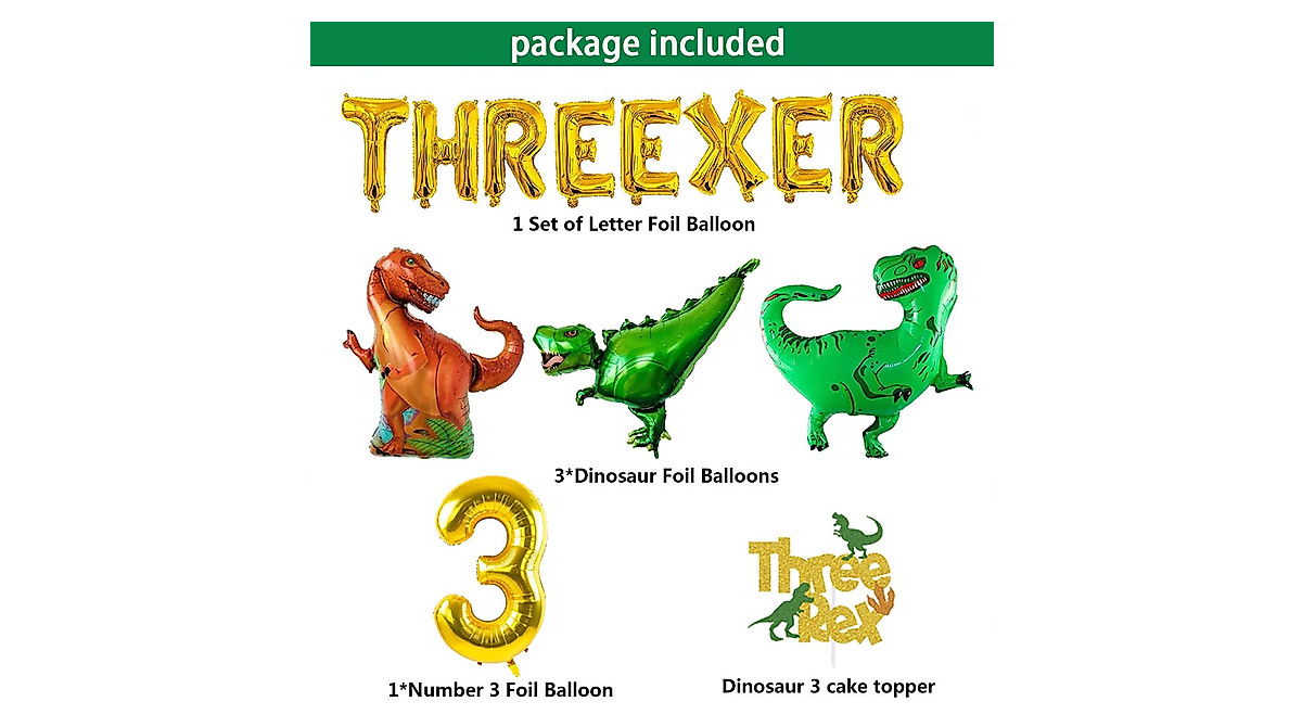 Three Dino Rex Birthday Party Decorations, Three Inspired Rex Letter ...
