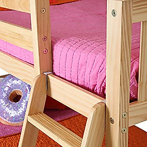 Max & Lily Low Bunk Bed, Twin-Over-Twin Wood Bed Frame For Kids, Natural