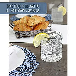 Darware Hobnail Drinking Glasses (12oz, 6pk, Clear); Old-Fashioned Beverage Glasses for Tabletop, and Bar Use and Candle Jars