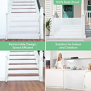 Likzest Retractable Baby Gate, Mesh Baby and Pet Gate 33" Tall, Extends up to 55" Wide, Child Safety Baby Gates for Stairs Doorways Hallways, Dog Gate Cat Gate for Indoor and Outdoor (White)