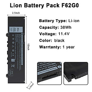 BRTONG Replacement F62G0 Laptop Battery for Dell 13 5370 7000 7370 7373 7380 7386 Vostro 13-5370-D1505G R1605S D1525S D1605S Series F62GO CHA01 RPJC3 39DY5