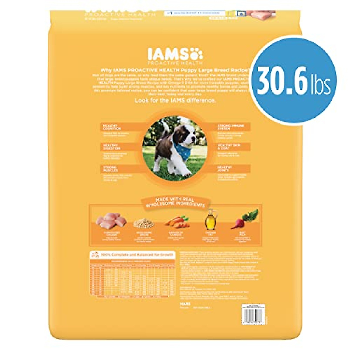 IAMS Smart Puppy Large Breed Dry Puppy Food with Real Chicken, 30.6 lb. Bag