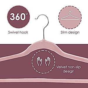 Sunbeam Velvet Slim 10 Piece Hangers, Pink