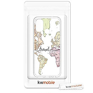 kwmobile Clear Case Compatible with OnePlus Nord N100 - Phone Case Soft TPU Cover - Travel Black/Multicolor/Transparent