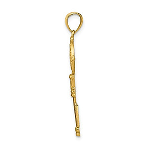Solid 14k Yellow Gold San Benito 2-Sided Key Pendant Charm - 25mm x 11mm