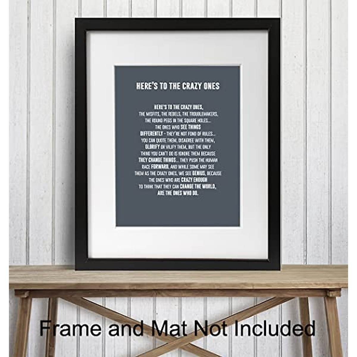 Heres to the Crazy Ones Entrepreneurial Motivational Quote -8x10 Art Print, Home Decor - Inspirational Wall Art Poster - Unique Room Decorations for Office, Den - Gift for Entrepreneur, Boss