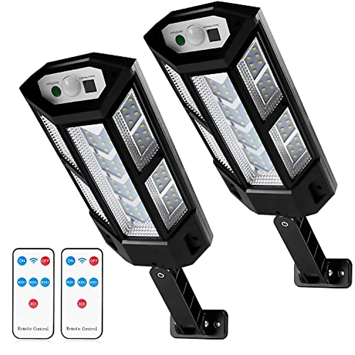 Outerman LED Solar Street Lights, 2 Pack Motion Sensor Security Wall Light, 84 LED Outdoor Solar Lighting with 3 Modes for Garden, Street, Deck, Fence, Patio, Path