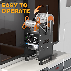 WantJoin Manual Cup Sealing Machine 300-500 Cups/h Electric Boba Tea Cup Sealer for 180mm Tall 90mm/95mm Diameter Cup Adjustable Temperature Cup Sealer