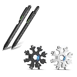 Stocking Stuffers for Men, 18 in 1 Snowflake Multitool Gifts for Men,9 in 1 Multitool Pen Set, Christmas Gifts for Men