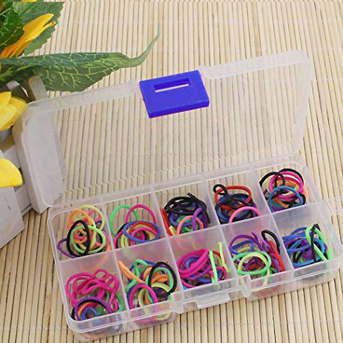 Arinasowa Blue Button Clear Plastic Jewelry Box Organizer Storage 10 Grids