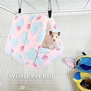 Pet Hammock, Plush Winter Pet House Hanging Cage Nest Swing Tent for Bird Squirrel Rabbit Keep Warm Hammock Pink 8.7 x 8.3inch(22 x 21cm-Pink)