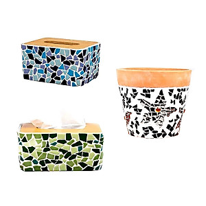 Smayt Yi White Ceramic Mosaic Tiles Large Sizes and Shape Mosaic Art Making Supplies for Bathroom Flower Pot Outdoor Tables Coasters 0 8 1 2inch 7oz M White 200g