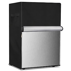Dalema Upright Freezer Cover,Outdoor Waterproof Upright Refrigerator Cover,Outside 3.0 Cubic Feet Compact Stand Up Fridge Covers.Front Can Be Rolled-Up With Zippers.(Black,22" L x 23" W x 34" H)