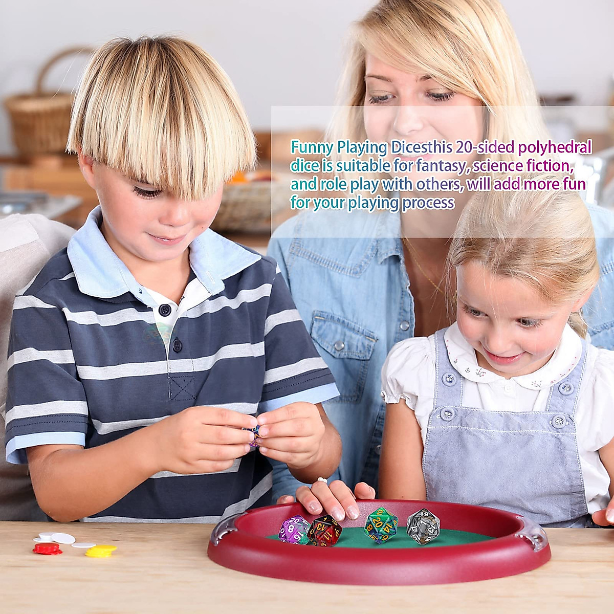 TecUnite 25 Pieces Polyhedral Dice Set with Black Pouch Compatible with RPG MTG and Others with Random Multi Colored Assortment(Star)