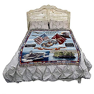 Pure Country Weavers US Marine Corps - Land Sea Air Blanket - Gift Military Tapestry Throw Woven from Cotton - Made in The USA (72x54)