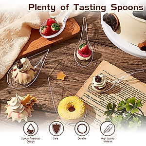 Tessco 400 Pcs 4'' Mini Plastic Appetizer Spoons Plates Disposable Dessert Spoons Tear Drop Tasting Spoons Plastic Asian Soup Spoons for Dessert Sauces Sushi Ice Cream Food Parties, 2 Styles(Clear)