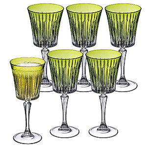 Barski European Colored Wine Glasses - Set of 6 Wine Goblets for Red Wine or White Wine - Elegant Colored Glassware Water Goblets - Gift Ready Colored Stemware, Colorful Wine Glasses, 10 oz, Green