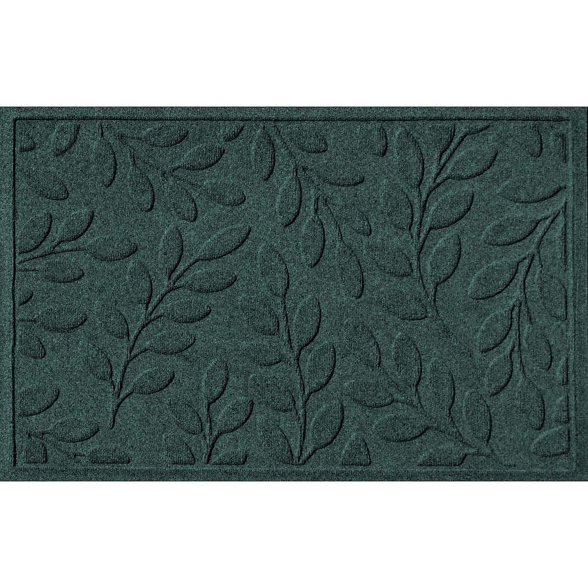 Bungalow Flooring Waterhog Door Mat, 2' x 3', Made in USA, Durable and Decorative Floor Covering, Skid Resistant, Indoor/Outdoor, Water-Trapping, Brittney Leaf Design, Evergreen