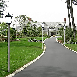 Wellite 72 Inch Outdoor Direct Burial Lamp Post Aluminum Post Pole Fits Most 3" Post Top Fixtures Includes Inlet Hole for Landscape Garden Street Home Lighting, Silver Color