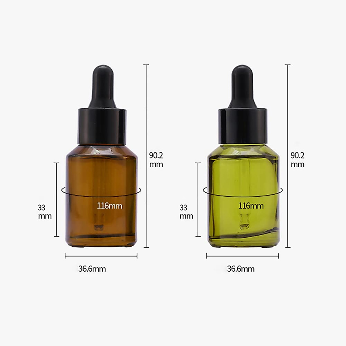 2 Pcs 30ML Colored Glass Eye Dropper Bottles Dropping Bottles Empty Tincture Bottles Essential Oil Bottles Refillable Sample Vials Green