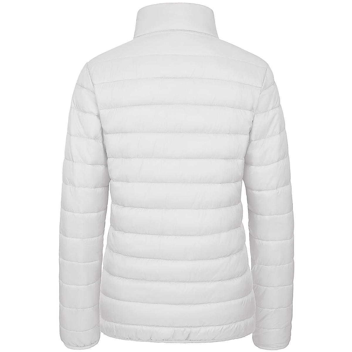 MAGCOMSEN Women's Puffer Jacket Ultra-lightweight Quilted 4 Pockets Full Zip Stand Collar Jackets Winter Warm Coat, White S