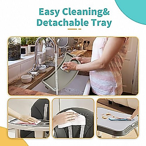 Baby High Chair, 8 in 1 Convertible High Chairs for Babies and Toddlers, Baby High Chair with Double Removable Tray, Infant Booster Seat, Building Block Table, Kids Stool Table Set (Gray)