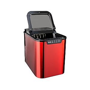 Danby DIM2500RDB Countertop Ice Maker, Makes 25 lbs Ice in 24 Hrs, Holds 2 lbs of Ice, Red Ice Machine with Electronic Controls, LED Display and Self Clean Function