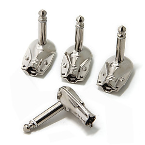 Ancable 4-Pack 1/4" Right Angle Plugs TS Mono Heavy Duty Flat Low Profile Pancake Style for Guitar, Instrument, Speaker/Microphone/Patch Cables - 6.35mm Male 1/4 Inch Phone Plug