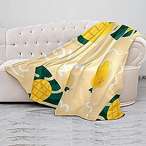 Fleece Throw Blanket,Super Soft Luxurious Bedding Blanket Tropical Fruits Mango