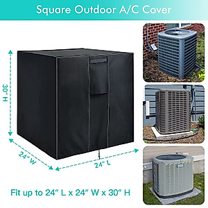 WLEAFJ Air Conditioner Cover for Outside Units, Heavy Duty AC Unit Cover Outdoor for Winter Fits up to 24 x 24 x 30 inches