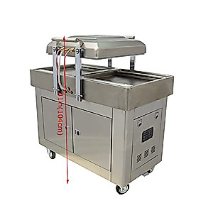 INTSUPERMAI Commercial Two Chamber Vacuum Sealer Stainless Steel Food Vacuum Packaging Machine for Mests Fruits and Vegetables Sealing Length 15.7inch 220V