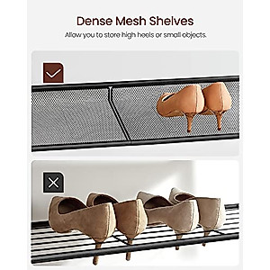 VASAGLE Shoe Rack for Entryway, 5 Tier Shoe Storage Shelves, 16-20 Pairs Shoe Organizer, with Sturdy Wooden Top and Steel Frame, Free Standing, Industrial, Rustic Brown and Black ULBS038B01