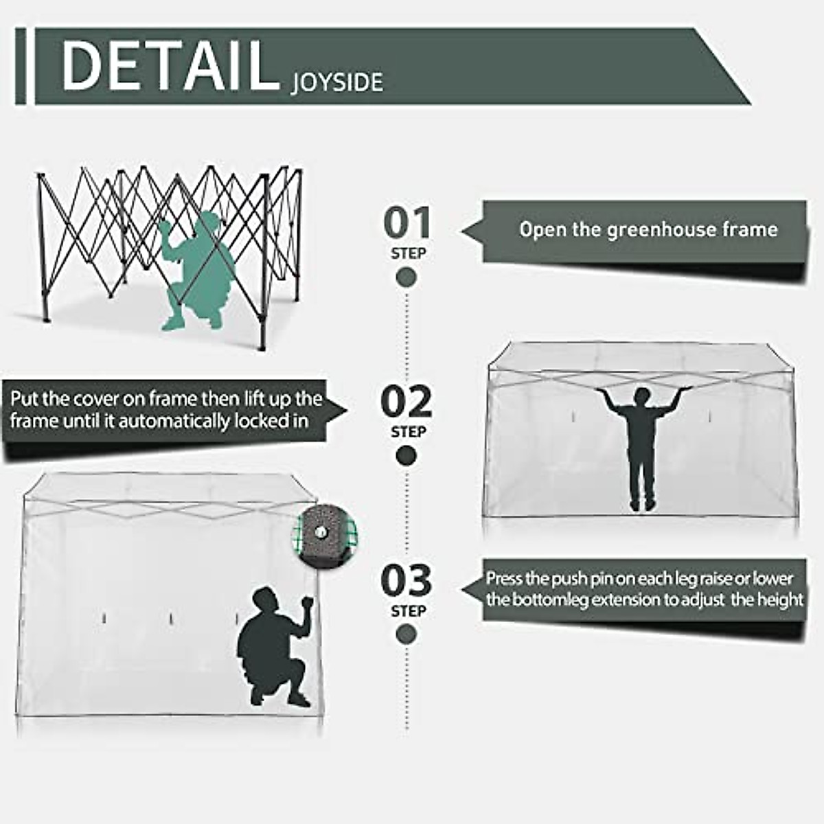 MeetLeisure Walk-in Greenhouse 8.5 Ft x 7 Ft Pop-up Outdoor Green House Plant Gardening Canopy, Roll-up Zipper Entry Doors and 3 Large Roll-Up Side Windows with Garden Hand Shovel(Medium, White)