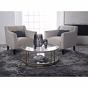 Studio Designs Home Camber 2-Tier Modern 38" Round Coffee Table in Gold/Clear Glass