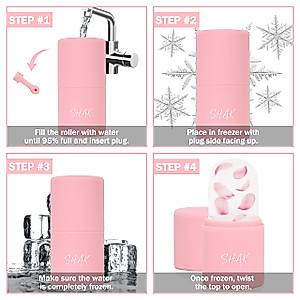 SHAK Ice Face Roller & Gua Sha Tool Set UPDATED Roller design, Reusable Skin Care Treatment, Enhance Natural Glow. 100% Authentic ROSE QUARTZ Gua Sha Tool. Remove Toxins/Prevent Wrinkles (Pink)