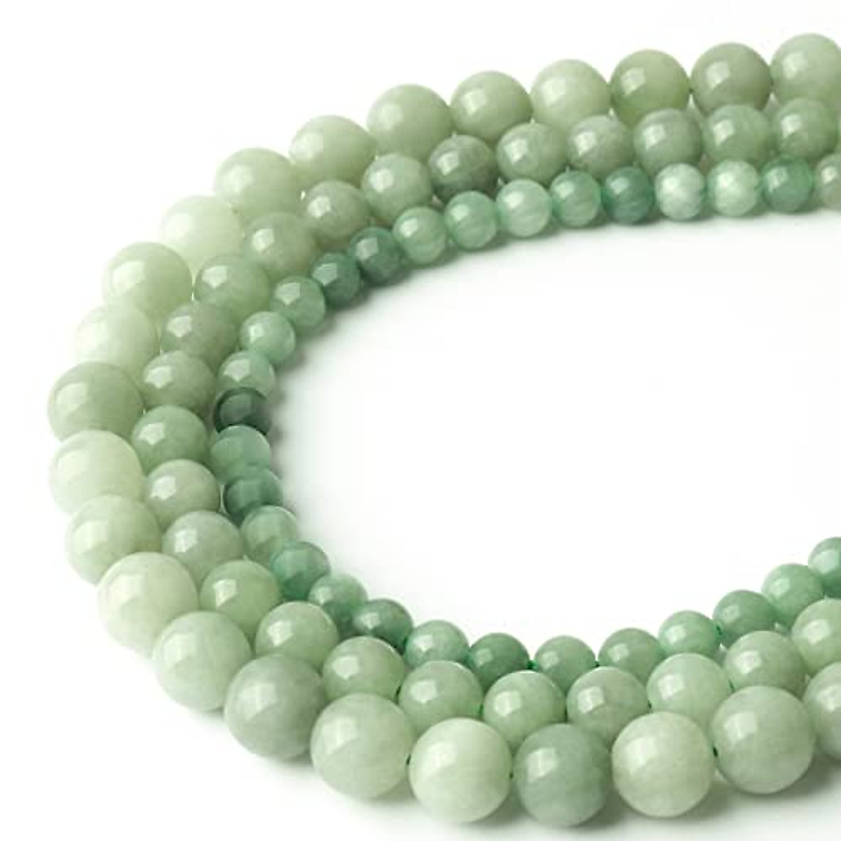 GOMOOBEADS 45 PCS of Natural Burmese Jade Beads for DIY Jewelry - 8MM Round Spacer & Energy Healing Stones, 15.5" Strand of Gemstones for Bracelets & Necklace