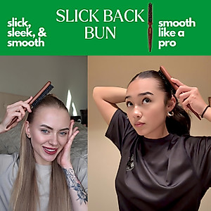 GranNaturals Teasing Boar Bristle Hair Brush for Women - Slick Back Comb with Rat Tail Pick for Hair Sectioning Used for Edge Control, Backcombing, Smoothing, and Styling Fine Hair to Create Volume